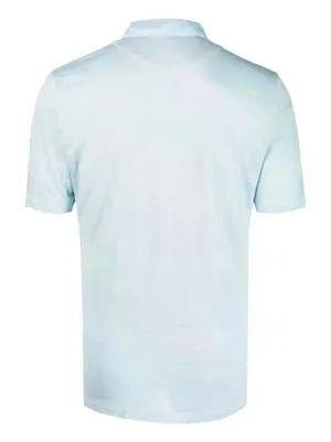 120% Lino Short-sleeve Linen Polo Shirt - Blue