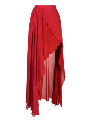 Elie Saab Elie Saab High-Low Pleated Skirt Red