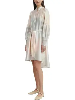 BRUUNS BAZAAR Balloon-sleeve Belted Dress - Pink