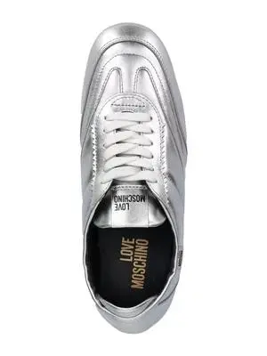 Moschino Tone Lace-up Sneakers - Silver