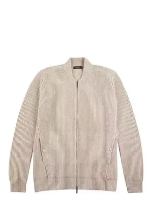 ZANONE Ribbed Zip-up Cardigan - Neutrals
