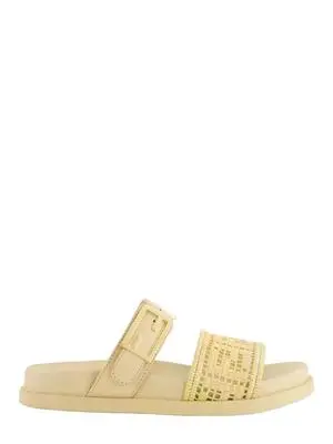 Fendi Feel Buckle Woven Raffia Sandals - Neutrals