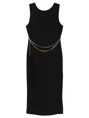 TWINSET Sleeveless Midi Dress With Chain Embellishment - Black
