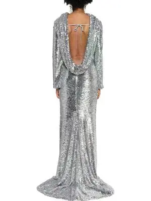 Giuseppe Di Morabito Sequined Asymmetric Evening Gown - Silver