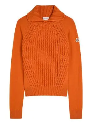 Moncler Wool And Cashmere-blend Roll Neck Jumper - Orange