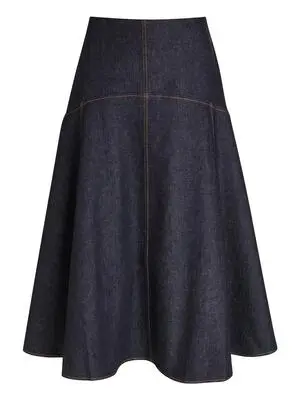 Jacquemus La Triangle De-nîmes Panelled Midi Skirt - Navy