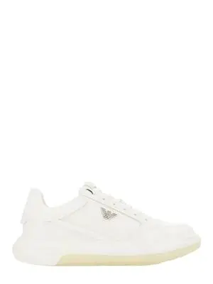 Emporio Armani Leather Platform Sneakers - White