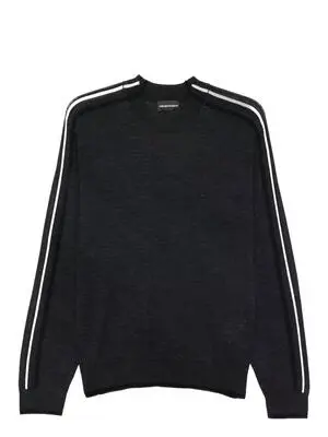Emporio Armani Emporio Armani Striped Detail Wool Sweater Grey