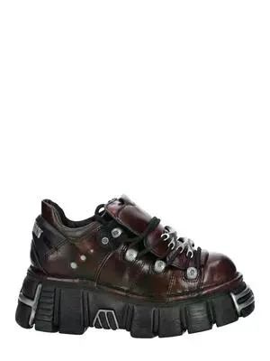 NEW ROCK Metallic Detail Platform Sneakers - Red