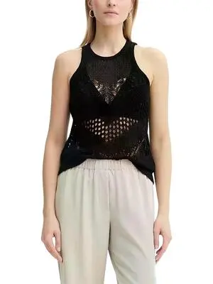 AERON Lace Knit Tank Top - Black
