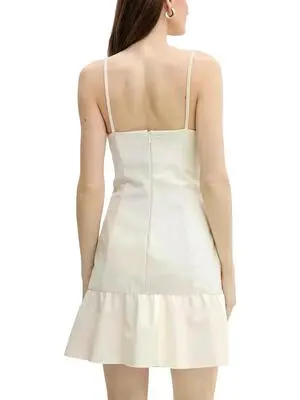 Armani Exchange Off-white Mini Dress With Ruffle Hem - Neutrals