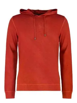 MOORER Ribbed Hooded Sweater With Drawstring - Red
