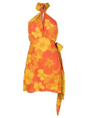 Faithfull The Brand Odette Floral-print Mini Dress - Yellow