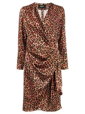 Paule Ka Leopard Print Wrap Dress - Brown