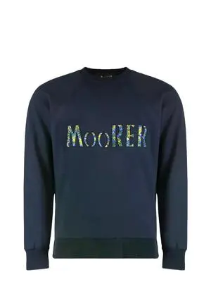 MOORER Embroidered Raglan-sleeve Sweatshirt - Blue