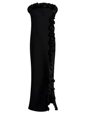 Cinq À Sept Ruffle Detail Strapless Gown - Black