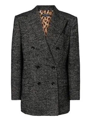 Dolce & Gabbana Double-breasted Wool-blend Jacket - Grey