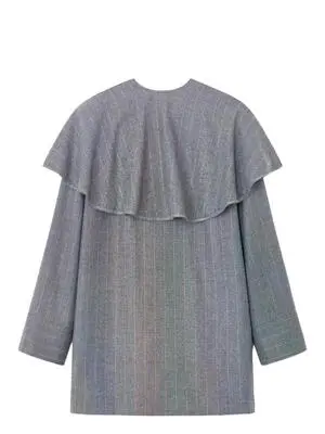 GANNI Pinstripe Ruffled Dress - Grey