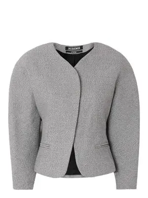 Jacquemus Jacquemus Ovalo Cotton And Wool-Blend Cropped Jacket Gray