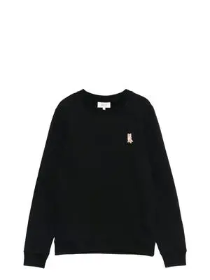 Maison Kitsuné Fox-embroidered Crewneck Sweatshirt - Black