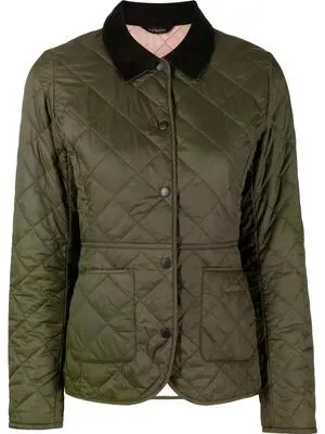 Barbour Deveron Quilted Jacket With Corduroy Collar - Green