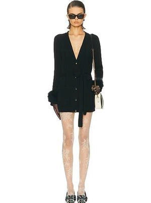 Valentino Garavani Feather Cuff Cardigan - Nero