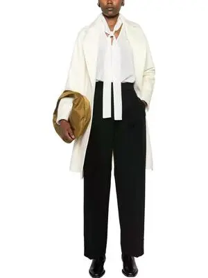 Max Mara Silk Tie Neck Blouse - White