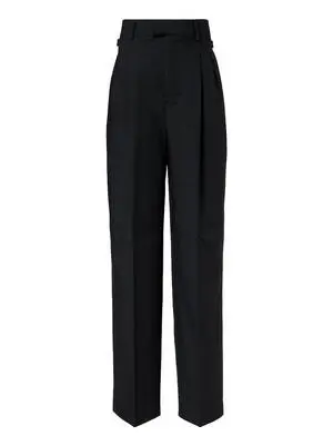 AMI Paris High-rise Virgin Wool Twill Trousers - Grey