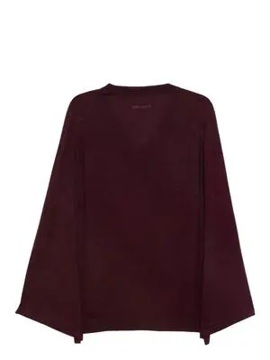 Alberta Ferretti V-neck Long Sleeve Virgin Wool Sweater - Purple