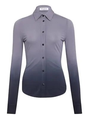 Alaïa Ombre Jersey Button-up Shirt - Grey