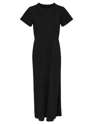 MAISON MARGIELA Short Sleeve Midi Dress With Side Slit - Black