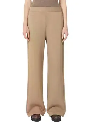 Max Mara Embroidered Logo Wide-leg Trousers - Neutrals