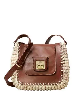TWINSET Panelled Leather Shoulder Bag - Brown