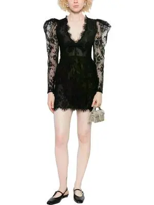 Alessandra Rich Lace Mini Dress - Black