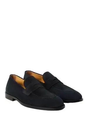 Brunello Cucinelli Suede Penny Loafers - Black