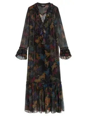 Zadig&Voltaire Ralicel Maxi Dress With Horse Print - Brown
