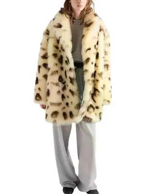 Prada Leopard-print Shearling Coat - Neutrals