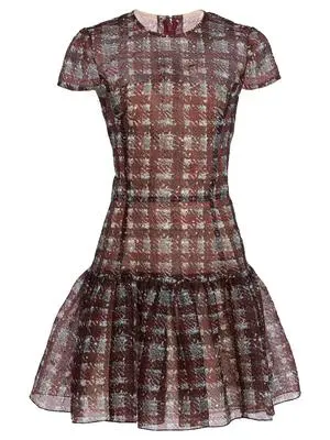 Oscar De La Renta Textured Tartan Silk-blend Mini Dress - Multi