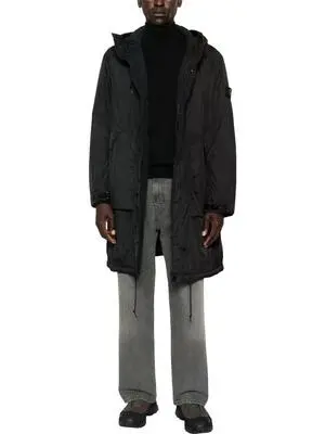 Stone Island Hooded Drawstring Coat - Black