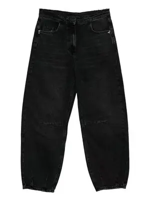 Patrizia Pepe Frayed-waist Balloon Leg Jeans - Black