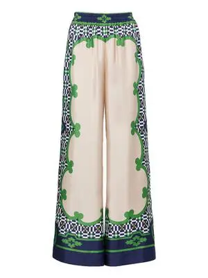 La DoubleJ Printed Silk Twill Palazzo Pants - Multicoloured