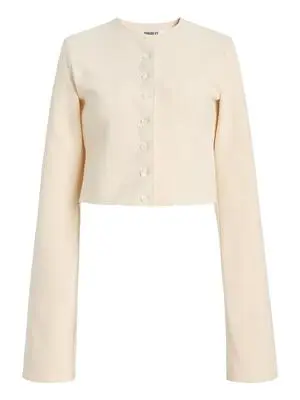 BIRROT Lay2 Cropped Crepe Top - Ivory