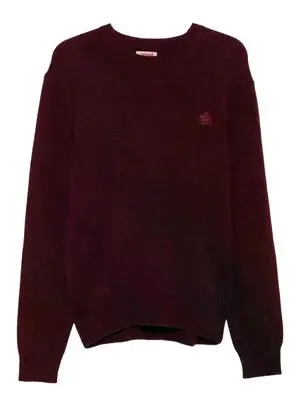 BARACUTA Embroidered Crew-neck Sweater - Red