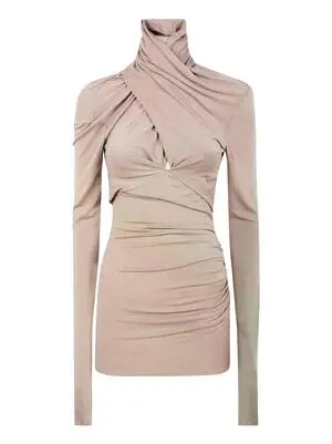 ENTIRE STUDIOS Draped Turtleneck Top - Neutrals