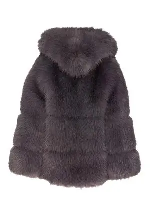 SWORD 6644 Faux Fur Hooded Coat - Grey