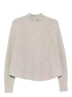 ALLUDE High-neck Ribbed-knit Sweater - Grey