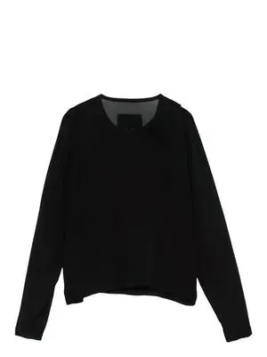 PRIVATE 0204 Long Sleeve Sheer Panel T-shirt - Black