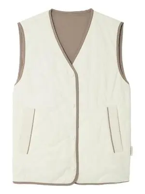 Varley Lori Reversible Quilted Flannel And Twill Vest - Brown