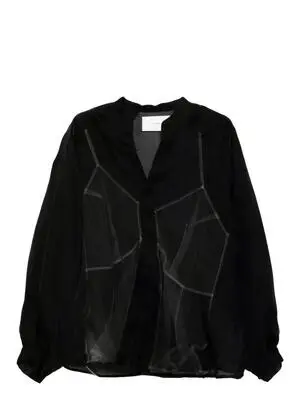 QUETSCHE Bustier Tulle Embellished Shirt - Black