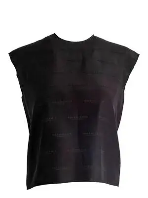 Balenciaga Logo-print Sleeveless Top - Black